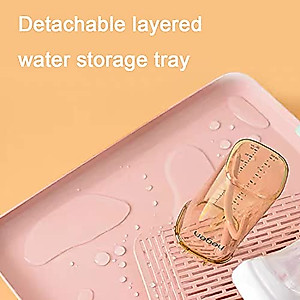 Baby Bottle Drying Rack with Tray Bottle Dryer Holder for Nipples, Cups, Pump Parts and Accessories (Pink)