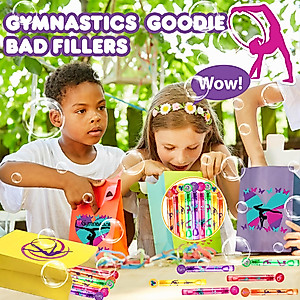 24PCS Gymnastics DIY Bubble Wands Party Favors 96PCS Stickers for Goodie Bag Fillers Pinata Stuffers, Mini Bubble Bulk Birthday Party Supplies Toys Gifts Class Prizes for Toddlers Boys Girls
