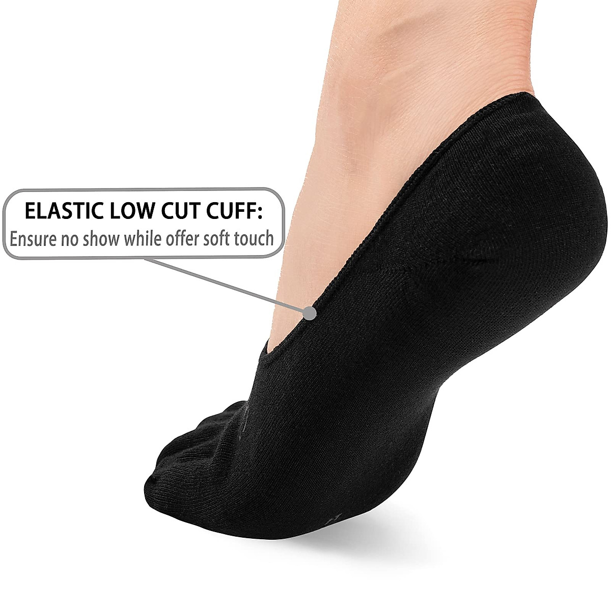 aomagic Toe Socks No Show Women Men Liner Socks Invisible Non-Slip Low Cut Finger Socks Soft Breathable, White/Black/Grey Medium - 3 Pairs