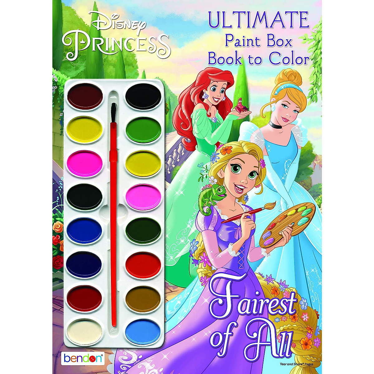 Disney Princess Paintbox Coloring and Activity Book with 16 Paints, Bendon 42350, 7.75 x 10.75