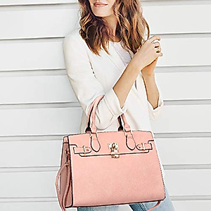 Women Purses and Handbags Ladies Large Tote Shoulder Bags Top handle Satchel with Pouch 2pcs (Pink)