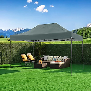 COBIZI 10x15 Pop up Canopy Gazebo 3.0, Easy up Heavy Duty Canopy with 4 Removable Sidewalls, High Stability, All Weather Sunshade 100% Waterproof Outdoor Canopy Tents, Gray