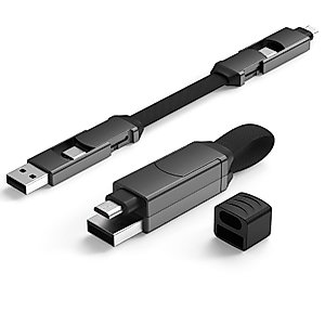 CHAFON [No Lightning] USB C Cable 60W, 4 in 1 Multi Charging Cable Zinc Alloy Magnetic Keychain EDC Fast Charger Dual Type C/Micro USB Connectors for Portable Charger MacBook Phones Tablets