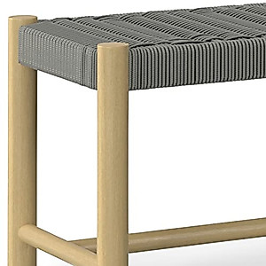 SIMPLIHOME Dahlia SOLID ACACIA WOOD 46 Inch Contemporary Outdoor and Indoor Bench in Grey, For the Garden
