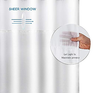 ARICHOMY Shower Curtain Set Waffle Weave Curtain Fabric Shower Curtain Set 250GSM with 12 pcs Hooks Removeable Liner, Machine Washable 72 * 72 inch, White