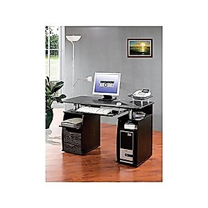 Techni Mobili Complete Computer Desk with Multiple Storage, Workstation Table with MDF Panels and PVC Laminate Veneer Surface, Espresso