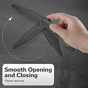 CIVIVI Folding Pocket Knife for EDC, Frame Lock Knife with 3.7" 14C28N Blade, Steel with OD Green G10 Handle, Gustavo T. Cecchini Hypersonic Flipper Knife for Men Gift Collection C22011-1