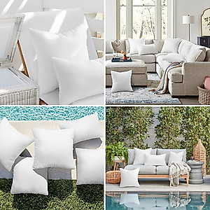 Ashler 18 x 18 Outdoor Pillow Inserts Set of 2, Made in USA, Water Resistant Throw Pillow Inserts Hypoallergenic Pillow Insert for Indoor Outdoor Spring Decorative