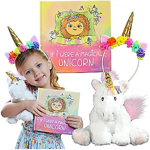 Tickle & Main 3-Piece Book and Stuffed Animal Set with Colorful Unicorn Headband, Magical Unicorn Storybook & Unicorn Stuffed Animal for Girls 3 Years Old & Above - Stuffed Animal with Book