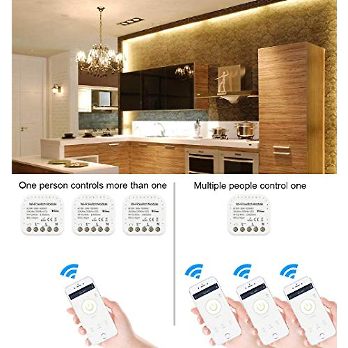 WiFi Momentary Inching Relay Self-Locking Switch Module, AC 90-264V WiFi Relay Switch Module eWelink APP Remote Control Switch Relay Module, Compatible with Alexa Echo Google Home