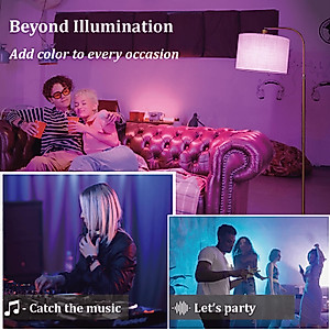 FINNCHY Gold Floor Lamp with Remote Control, 1200 Lumens 15W LED Bulb Included, Adjustable Height Arc Floor Lamps for Living Room, Modern Gold Standing Lamp Dimmable Floor Lamp for Bedroom, Office