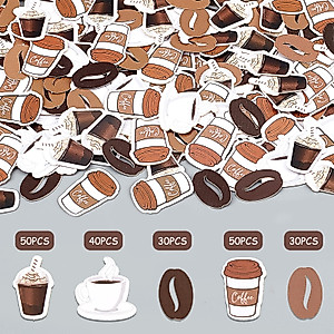 Coffee Confetti, 200pcs Coffee Cup Coffee Bean Confetti, Coffee Themed Bridal Shower, Baby Shower, Birthday Party Decorations, Coffee Table Decorations for Coffee Bar Coffee Lovers
