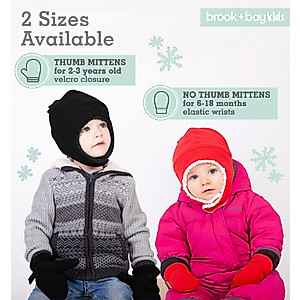 Brook + Bay Toddler Hat & Glove Set - Toddler Mittens & Winter Hat - Baby Fleece Hat for Infant Kids Set 2-3 years old - Pink