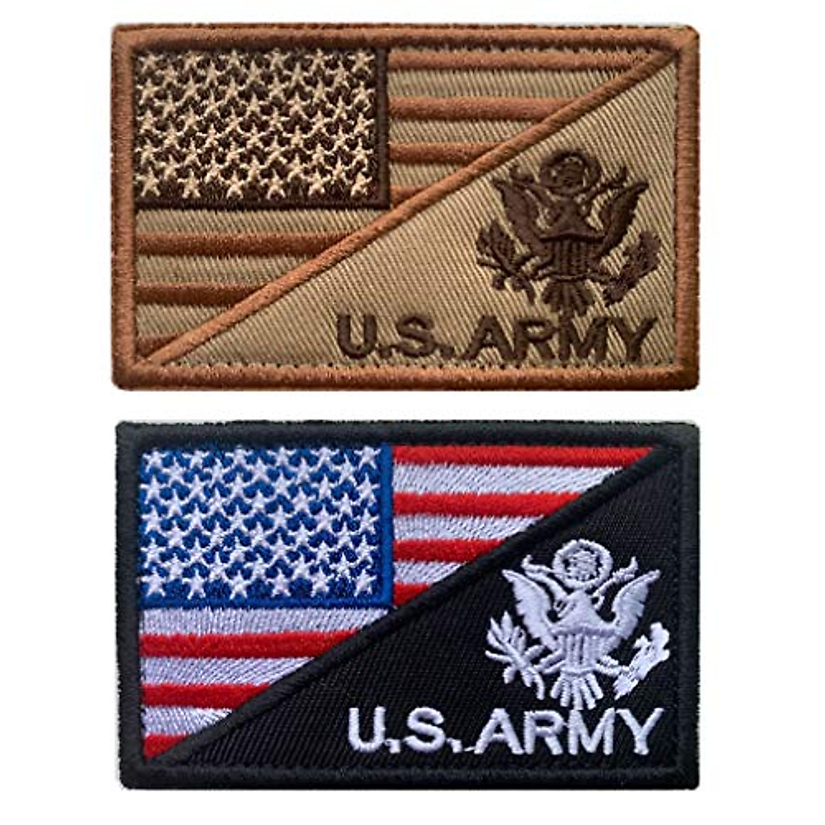 Antrix 2 Pcs American Flag/ Army Veteran US Armed Forces Embroidered Military Patches Hook & Loop Emblem Badge for Hats Backpacks Bags Jackets