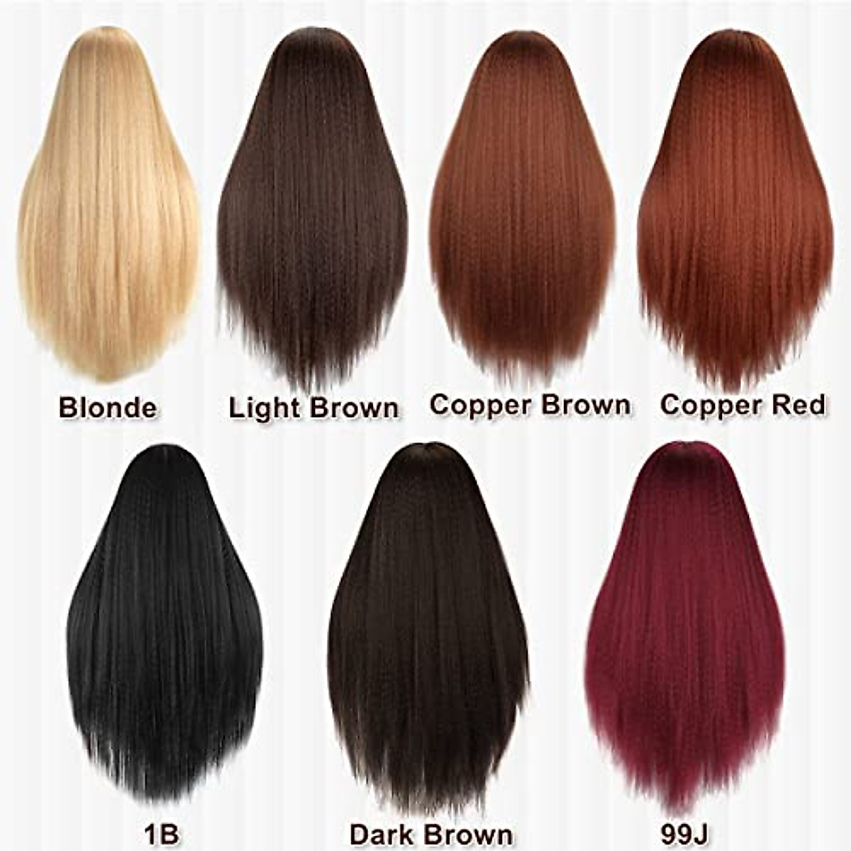 NOSTALGIA 32 Inch Copper Brown Kinky Straight Wig - Natural Kinky Wig for Black Women - Yaki Straight Hair Wig - Synthetic Middle Part Wigs - Daily Party Wig