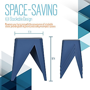 ISL Furnishings Zuho Stackable Stools, Set of 4 – Durable Plastic Stacking Chairs – Stack Stool Chair for Outdoor, Dining, Classroom, Kitchen, Counter, Flexible Seating, Space-Saver(Grey Blue)