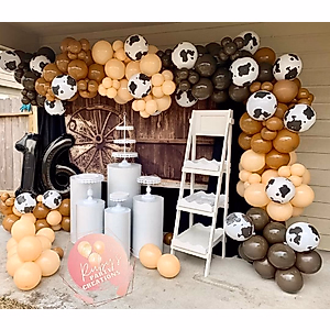 Cow Balloons Garland Arch Kit with Neutral Brown Blush Various Sizes Balloon for CowBoy CowGirl Themed Party Baby Shower Farm Birthday Party Decorations