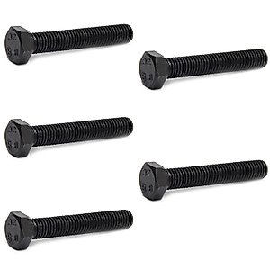 Yinpecly M10x60mm External Hex Head Screw Bolts Carbon Steel Grade 8.8 Metric Thread Hexagon Bolts Fastener 2.64"x0.63"x0.63"(LxWxH) for Machinery Furniture Hardware Black 5pcs