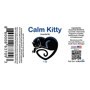 The Cat's MeWow Calm Kitty Calming Essential Oil - Natural Stress Relief & Anxiety Relief for Cats - Drug-Free Calming Solution