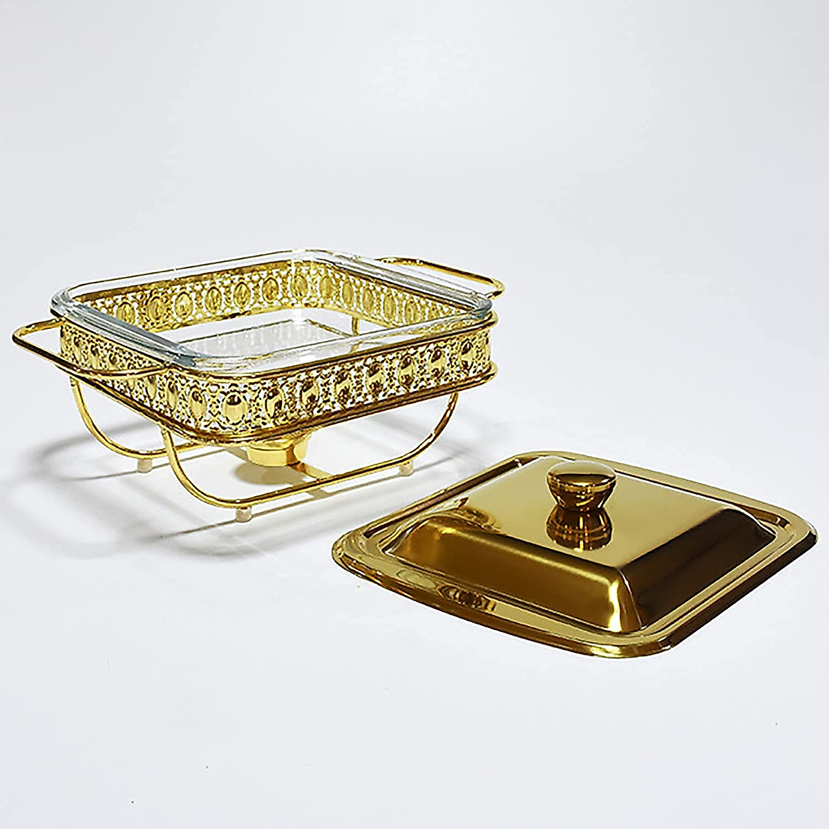 YRHH 1.8L Chafing Dish Buffet Set, Food Heating Container and Buffet Warmer Sets with Lid, Gold