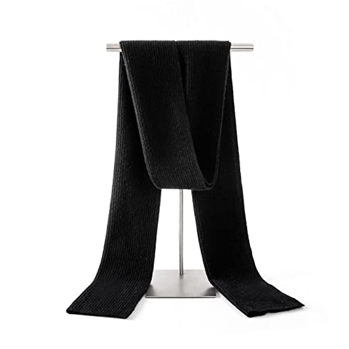 Lallier Cashmere Wool Scarf, Ultra Soft Classic Ribbed Solid Color Winter Scarf for Men and Women with Gift Box, Black