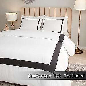 OSVINO Hotel Duvet Cover Set Queen Size 3Pcs Microfiber Black Line Pattern Bedding Collection Ultra Soft Breathable Duvet Cover with Pillowcases
