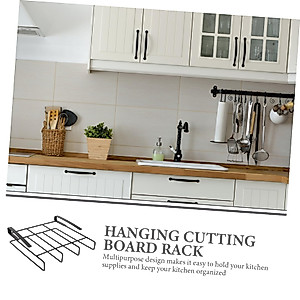 BESTonZON Stainless Steel Hanging Chopping Board Rack, Black, 20 in