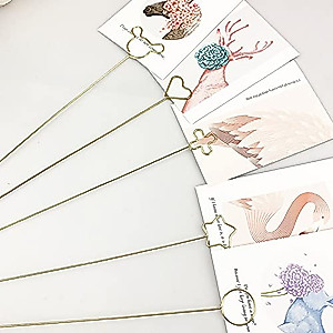 Hananona 30 Pcs Metal Floral Place Card Holder, 13.4 Inch Table Number Holders Heart Shape Flower Pick Clips for Floral Arrangement, Golden Card Holder Stick for Wedding and Party