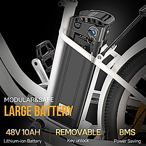 GELEISEN Electric Bike for Adults 500W Electric City Cruiser 25Mph Step-Thru Electric Bicycle, 48V 10Ah/13Ah Removable Battery, 26" Electric Commuter Bike for Adults, Professional 7-Speed