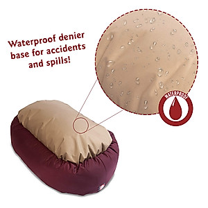 Majestic Pet 40 Inch Bagel Calming Dog Bed Washable – Cozy Soft Round Dog Bed with Spine Support for Dogs to Rest their Head - fluffy donut dog bed 40x29x9 (Inch) - Round Pet Bed Large – Burgundy
