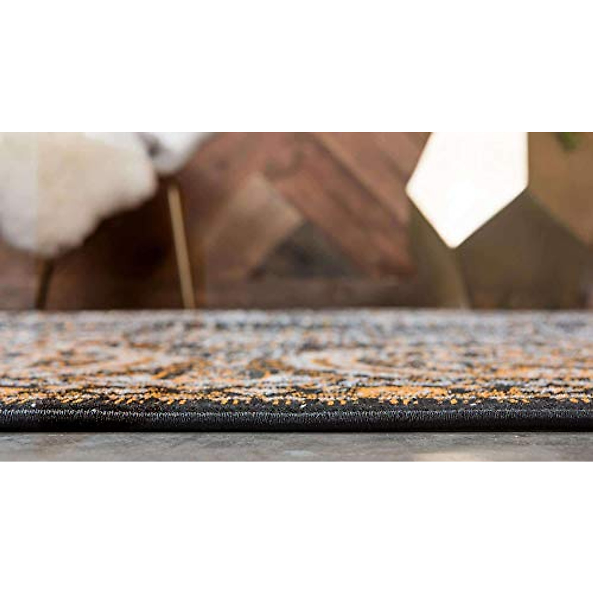 Unique Loom Imperial Collection Paisley, Distressed, Border, Vintage, Modern, Abstract Area Rug, 2 x 3 ft, Black/Orange