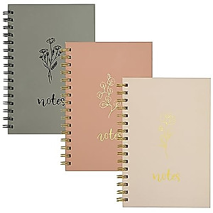 EOOUT 3 Pack Aesthetic Spiral Notebook Journals for Women, 5.7 x 8.3 Inches Cute College Ruled Notebook, 160 Pages, Back Pocket, Office School Supplies Gifts