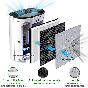 JASENG For Purezone Air Purifier Replacement Filter Compatible with Pure Enrichment PureZone 3-in-1 Air Purifier(PEAIRPLG) PEAIRFIL, 3-in-1 H13 True HEPA Filter