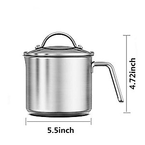 1.5 Quart Stainless Steel Saucepan With Pour Spout, Saucepan With Lid, Mini Milk Pan With Spout - Perfect For Boiling Milk, Sauce, Gravies, Pasta, Noodles