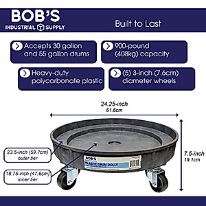 BISupply Plastic 30 55 Gal Drum Dolly Barrel Cart Barrel Dolly for 55 Gallon Drum Dolly 55 Gallon 30 Gallon Drum Dolly