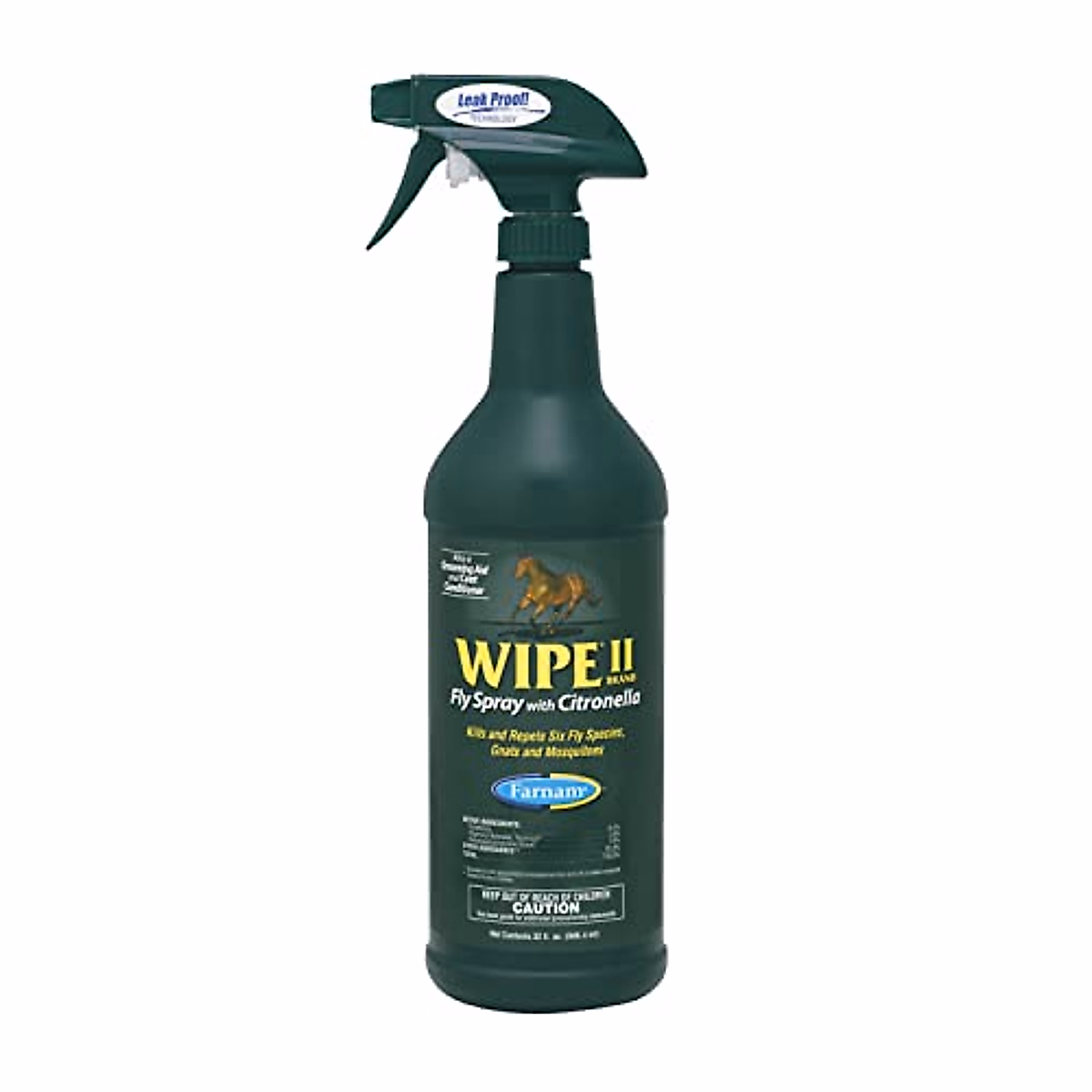 Farnam Wipe II Horse Fly Spray with Citronella, Grooming Aid and Coat Conditioner, 32 Fluid Ounces, One Quart Bottle with Trigger Sprayer