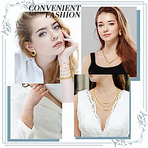 Henoyso 16 Pcs Gold Jewelry Set for Women Necklaces, Bracelets, Earrings, Knuckle Rings for Valentine's Birthday Wedding Parties Gifts(Stylish Style)