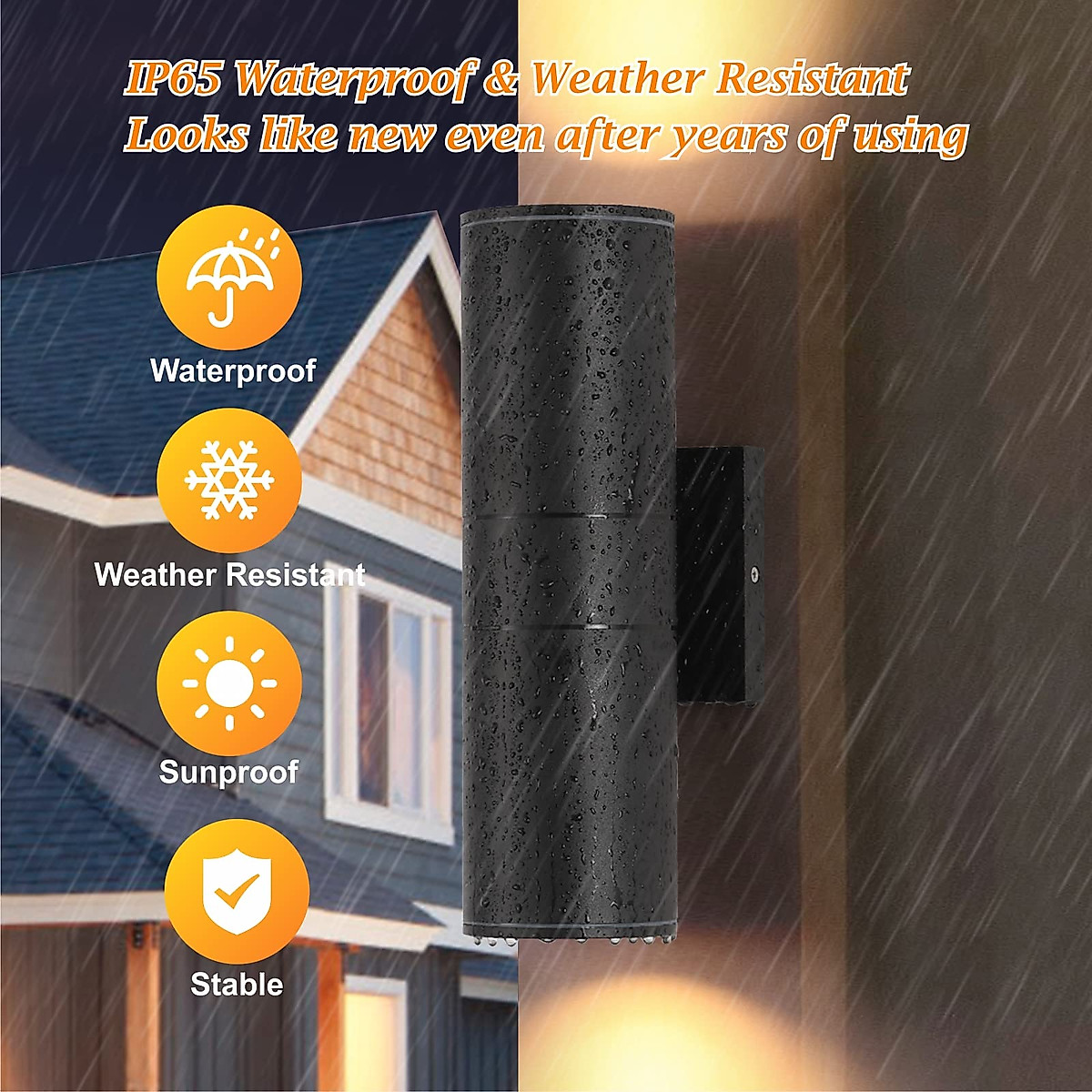 DAKAFUL Outdoor Wall Lights 2Pack, Integrated LED Cylinder Up Down 12W 2700K Modern Aluminum Light, Waterproof Exterior Light for Porch Patio Door