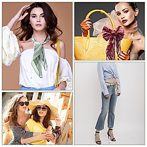 Zhanmai 8 Pcs 27.5 x 27.5 Inch Square Satin Head Scarves Women Silk Bandana Hair Scarves Hair Wrap Neck Scarf for Sleeping (Colorful,Classic)