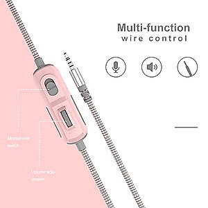 Anivia Headphones with Microphone Surround Sound Active Noise Canceling Pink Wired Gaming Headphones - 3.5mm Audio Jack Stereo Headset for PC, PS4, PS5, Switch, Xbox One, Pink (Game/Work/School)