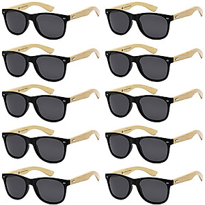 Got Shades Wholesale Bamboo Sunglasses Retro 80's Wood Sunglasses Men-Cool Sunglasses for Men & Women-10 Pack