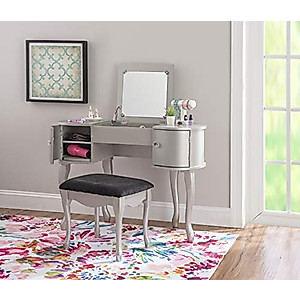 Linon Paloma Vanity Set, 30" x 40.5" x 19.25", Silver