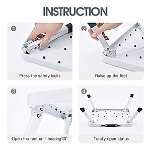 KINGRACK Step Stool, Folding One Step Ladder with Non-Slip Rubber Mat, Lightweight Steel Kitchen Stool, 330LBS