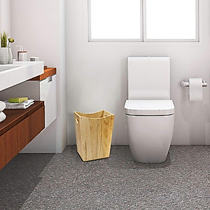 Honest Wood Trash Can,Rustic Farmhouse Style Wastebasket Bin with Handle for Living Room,Bedroom,Bathroom,Kitchen,Office(Natural)