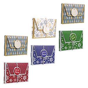 Fifth Ave Kraft Christmas Gift Card Holder Boxes with Foil Hot Stamp (Set of 6)
