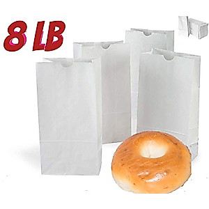 8 lb white paper bags 500/Bundle white lunch bags Great for Grocery/Lunch Bags 8 Pound White Paper Bag - Pack Of 500 (8 lb)