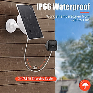 Zivif 3W Solar Panel Compatible with Blink Outdoor (3rd Gen) & Blink XT2/XT Camera, IP66 Waterproof Solar Panel Charger with 9.84ft Power Cable, USB Solar Panel Built-in Battery & Rubber Plug