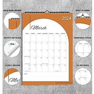mudrit 2024 Wall Calendar, 12" X 17", 12 Monthly Calendar from Jan 2024 till Dec 2024, Spiral Bound for Office, Home, Family,Business, School Appointment Planning