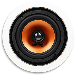 Micca M-6C 6.5 Inch 2-Way in-Ceiling Round Speaker for Whole House Audio, Home Theater, Indoor or Covered Outdoor Areas, 6.5" Woofer, 1" Silk Tweeter, 7.6" Cutout Diameter White, Paintable, Each
