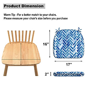 DYTXIII Set of 2 Outdoor Chair Cushions with Ties,Water Repellent Patio Chair Pads 17"x 16" for Outdoor Furniture,Round Corner Seat Cushions for Garden Yard Kitchen Blue Bricks